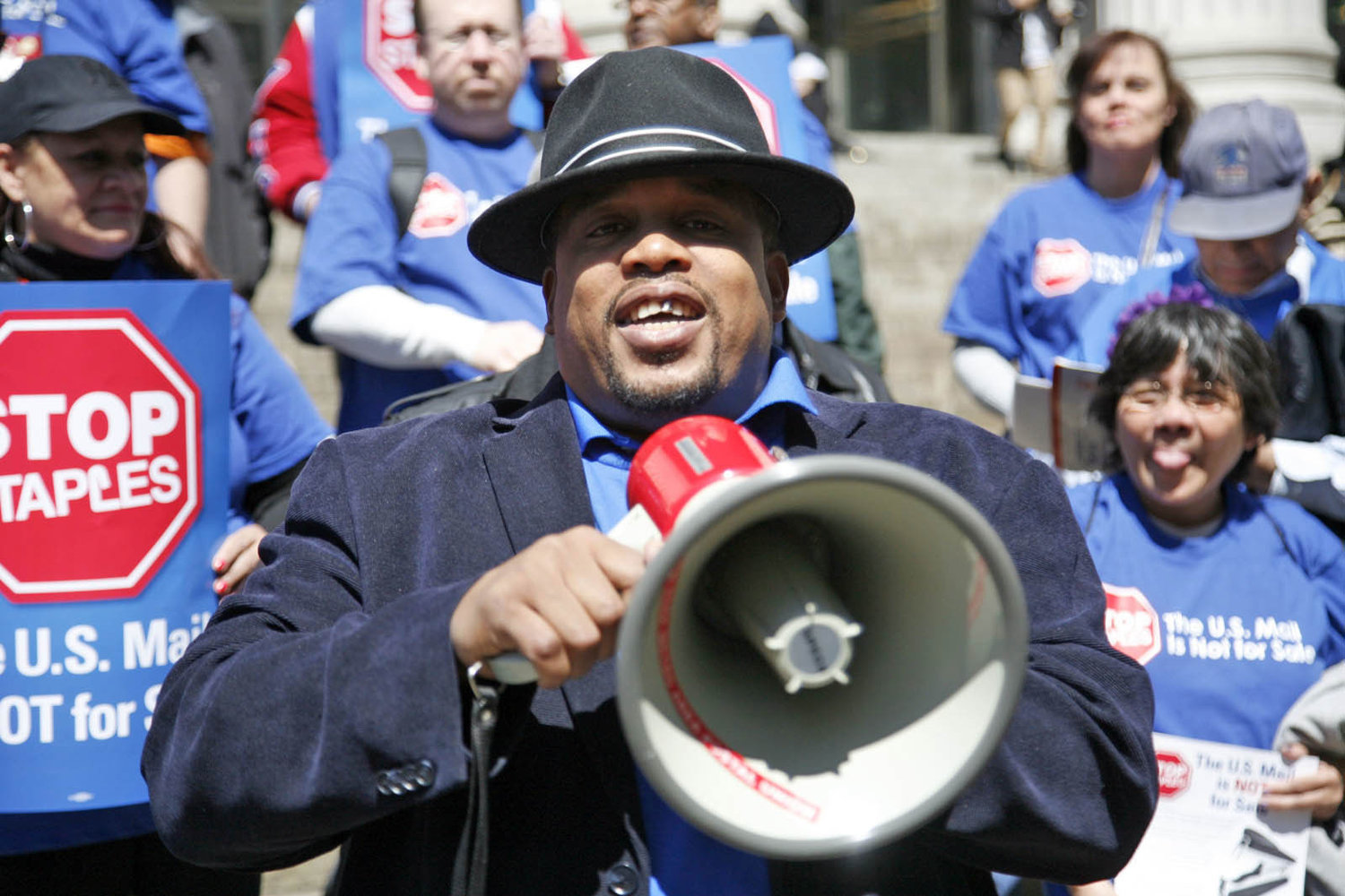 Postal Workers Deliver Message In Protest Outside Staples of Farm-Out ...